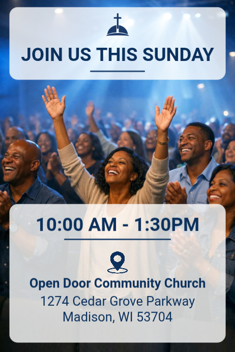 Join Us This Sunday Church Service Invitation Worship Gathering Praise ...