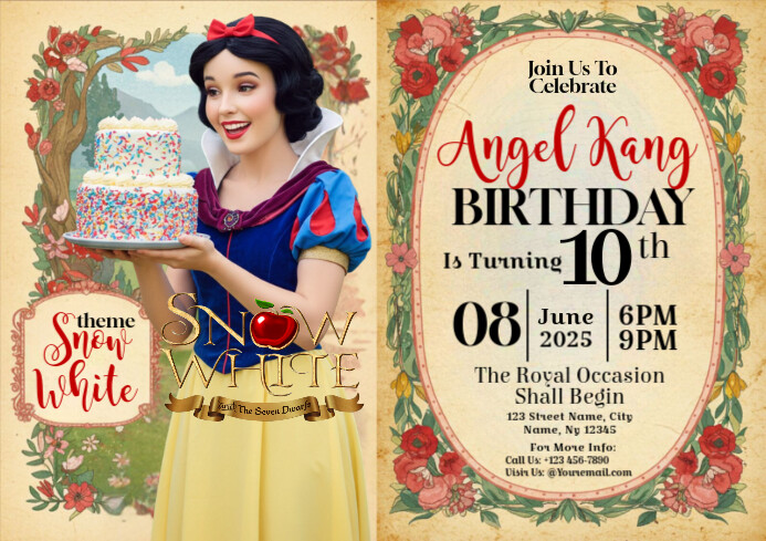 Join Us to Celebrate Snow White Theme Birthday Template | PosterMyWall