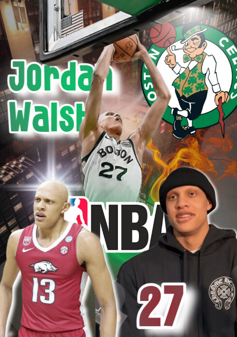 Jordan Walsh Boston Celtics Basketball NBA Template | PosterMyWall