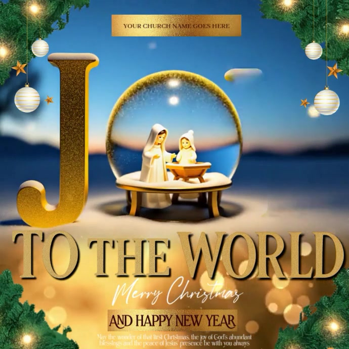 joy to the world christmas card template | PosterMyWall