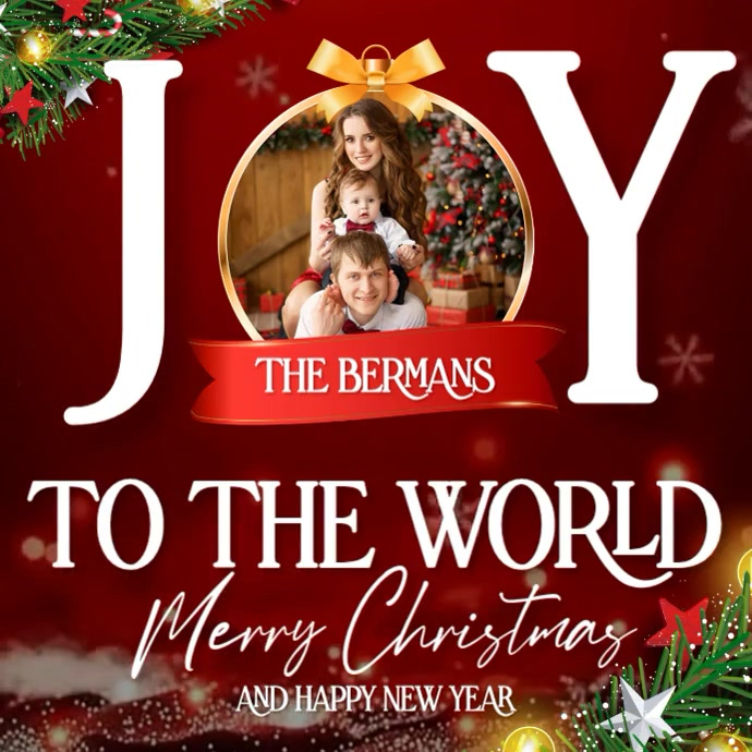 joy to the world christmas card template | PosterMyWall