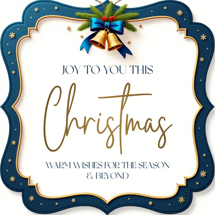 Joy To You Christmas Card Elegant Holiday Well Wishes Festive Winter ...