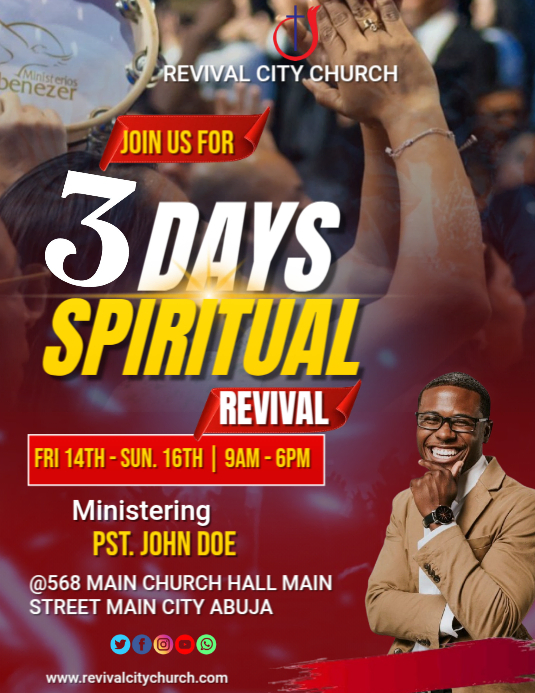 Joyful 3 Day Of Spiritual Revival Service Flyer (us Letter) Template ...