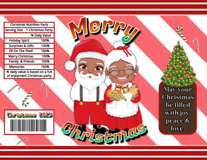 Joyful African Santa Claus Christmas Chip Bag Flyer (us Letter ...
