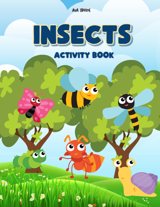 joyful and modern insects activity book flyer for kids Template ...