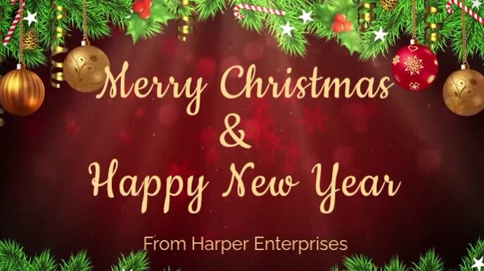 Joyful animated Christmas and new year greeting card Template ...