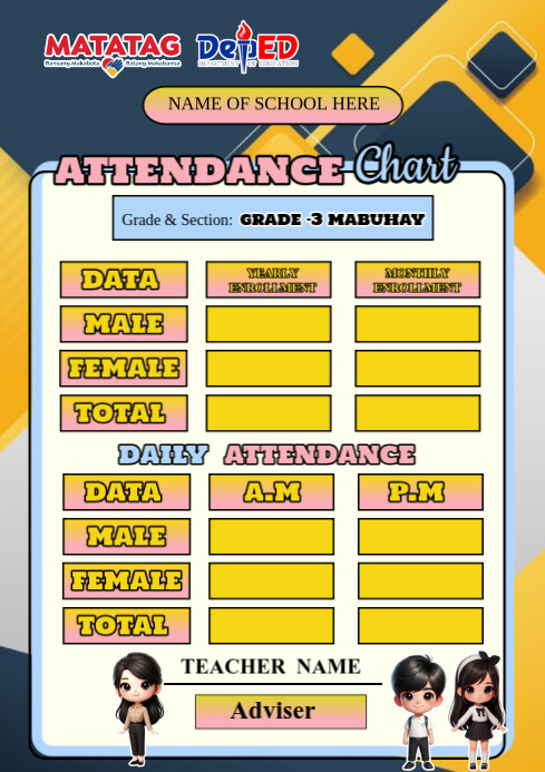Joyful Attendance Chart Poster A4 Template | PosterMyWall