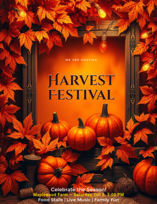 Joyful Autumn Harvest Celebration Flyer (us Letter) Template | PosterMyWall