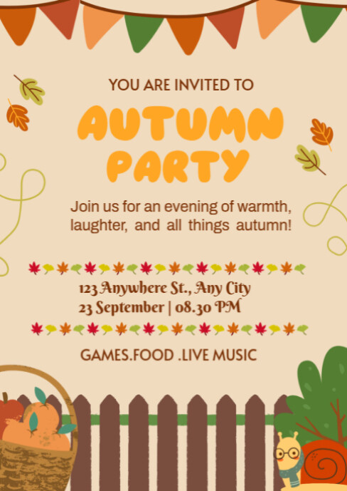 Joyful Autumn Party A6 Template | PosterMyWall