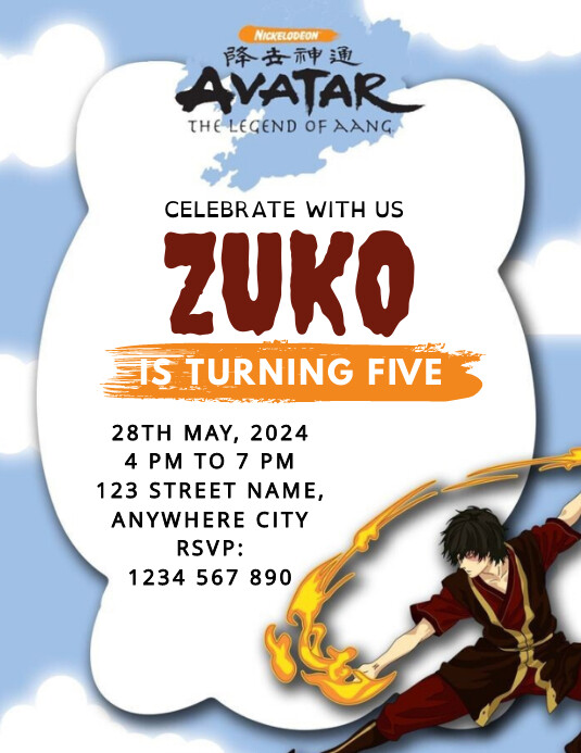 Copy of Joyful Avatar The Last Airbender Kids Birthda | PosterMyWall