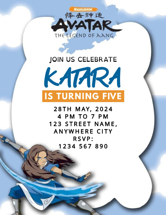 Joyful Avatar The Last Airbender Kids Birthda Template | PosterMyWall