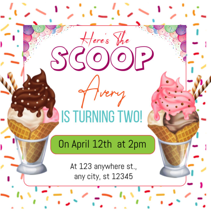 Joyful Baby Birthday Party Invitation Instagram Post Template ...