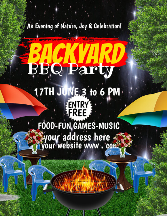 Copy of Joyful Backyard Bbq Party Poster Flyer (us Letter) | PosterMyWall