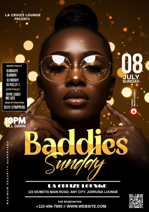 Plantilla de Joyful Baddies Sunday A4 | PosterMyWall