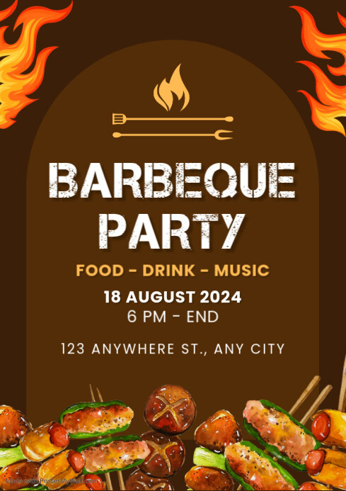 Joyful Barbeque Party A4 Template | PosterMyWall