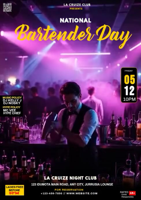 Joyful Bartender Day A4 Template | PosterMyWall