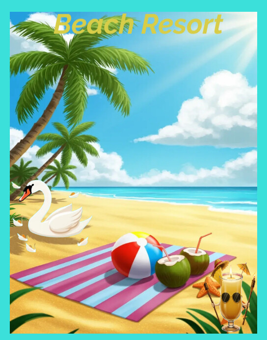 Plantilla de Joyful Beach Resort Poster/wallboard | PosterMyWall