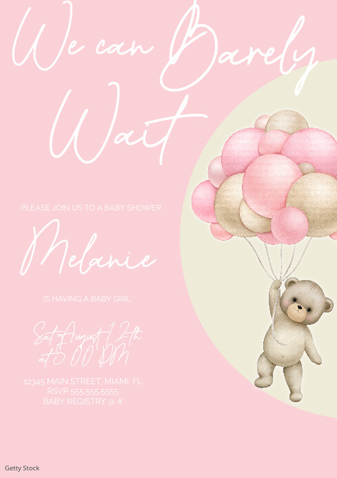Joyful Bear Baby Shower A4 Template | PosterMyWall