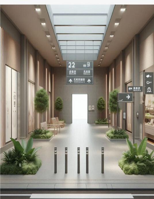 Plantilla de Joyful Beautiful Mall Entrance With Pot green Plant ...