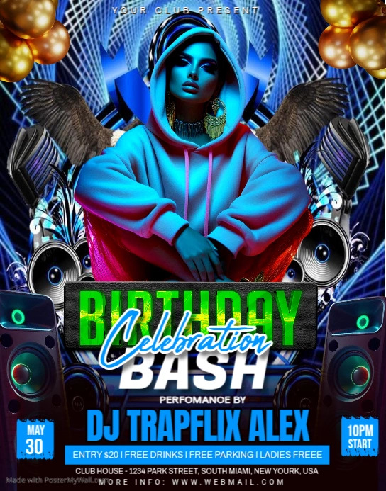 Modèle Joyful Birthday Bash Celebration Poster/wallboard | PosterMyWall