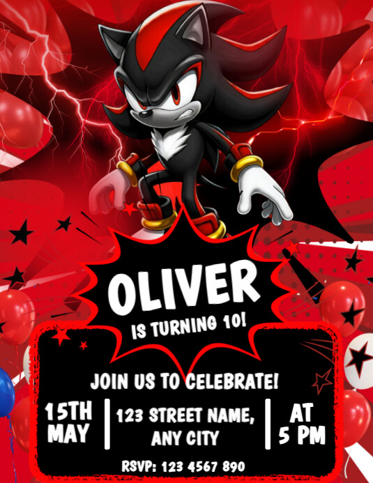 Copy of Joyful Birthday Invitation Shadow Sonic Flyer (us Letter ...