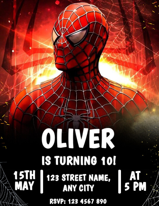 Plantilla de Joyful Birthday Invitation Spiderman Flyer (us Letter ...