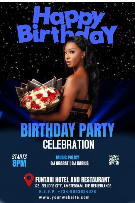 Joyful Birthday Party Celebration Poster Template | PosterMyWall