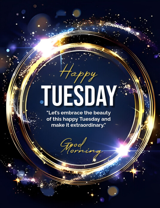 Joyful Black And Blue Background Pastel Happy Tuesday Flyer (us Letter ...