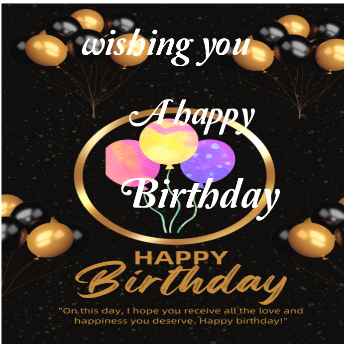 Joyful Black and yellow happy birthday card Template | PosterMyWall