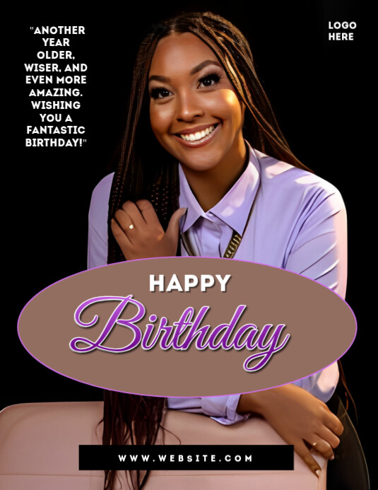 Joyful Black Background Pastel Happy Birthday Flyer (us Letter ...