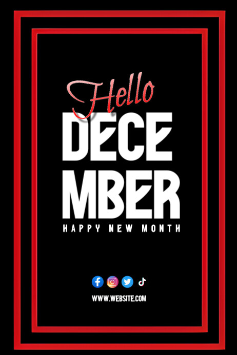 Plantilla de Joyful Black Background Pastel Hello December Poster ...