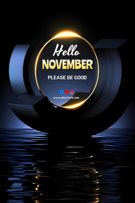 Copy of Joyful Black Background Pastel Hello November Poster | PosterMyWall