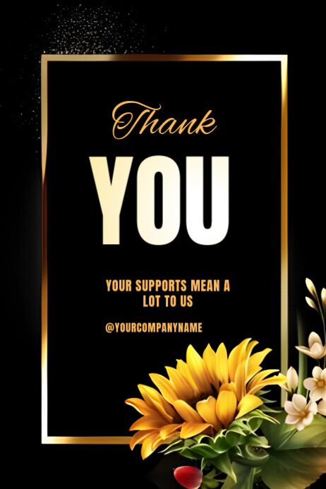 Joyful Black Background Pastel Thank You Poster Template | PosterMyWall