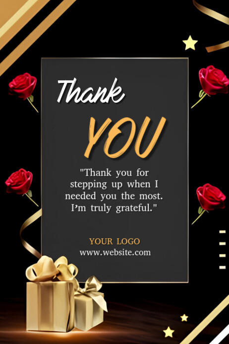 Joyful Black Background Pastel Thank You Poster Template | PosterMyWall