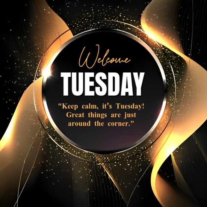 Joyful Black Background Pastel Welcome Tuesday Instagram Post Template ...