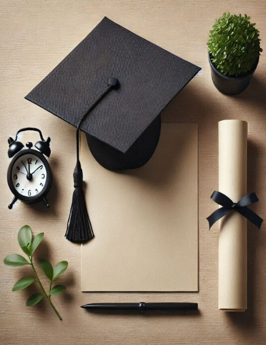 Plantilla de Joyful Black Graduation Cap And Scroll Flyer (us Letter ...