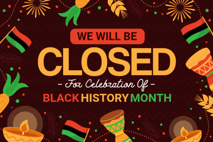 Plantilla de Joyful Black History Month Closure Announcement Label ...