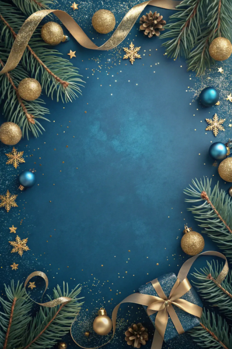 Joyful Blue And Gold Christmas Frame Template | PosterMyWall
