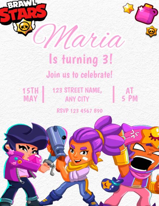 Szablon Joyful Brawl Stars Birthday Invitation Flyer | PosterMyWall