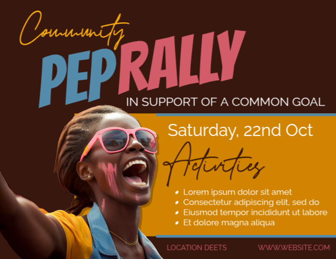 Joyful Brown Pep Rally Flyer (us Letter) Template | PosterMyWall
