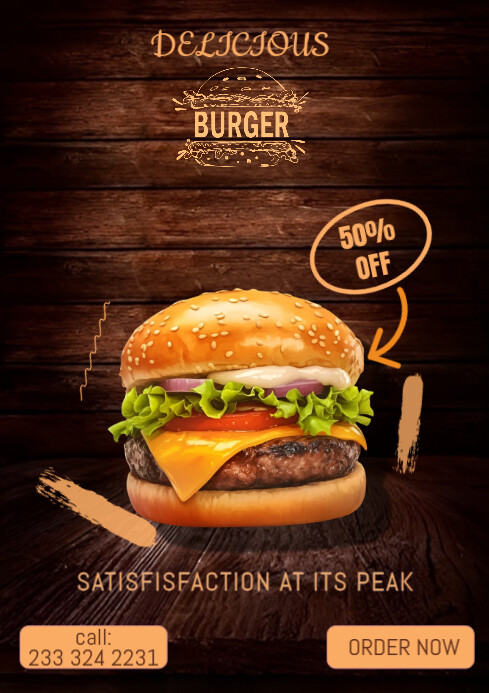 Joyful Burgers A4 Template | PosterMyWall