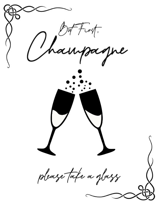 Plantilla de Joyful But First Champagne Sign Flyer (us Letter ...