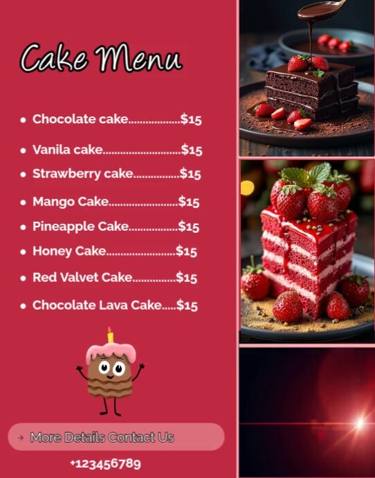 Joyful Cake Menu Poster/wallboard Template | PosterMyWall