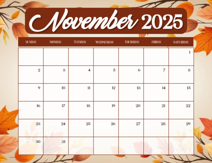 Joyful Calendar November 2025 Flyer (us Letter) Template | PosterMyWall
