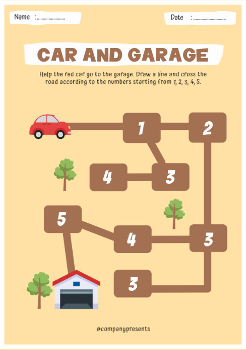 Joyful Car And Garage Book Worksheet A5 Template | PosterMyWall