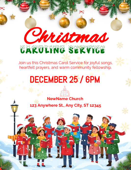 Joyful Caroling service Flyer (us Letter) Template | PosterMyWall