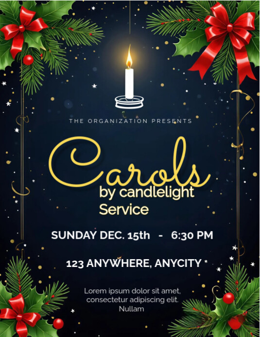 Joyful Carols By Candlelight Service Flyer (us Letter) Template ...