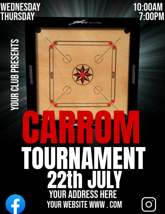 Copy of Joyful Carrom Tournament Flyer (us Letter) | PosterMyWall