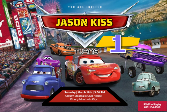 Plantilla de Joyful Cars Birthday Invitation Banner 4' × 6' | PosterMyWall