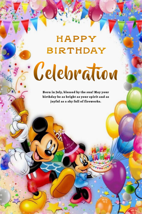 Joyful Celebration July Birthday Poster Template | PosterMyWall